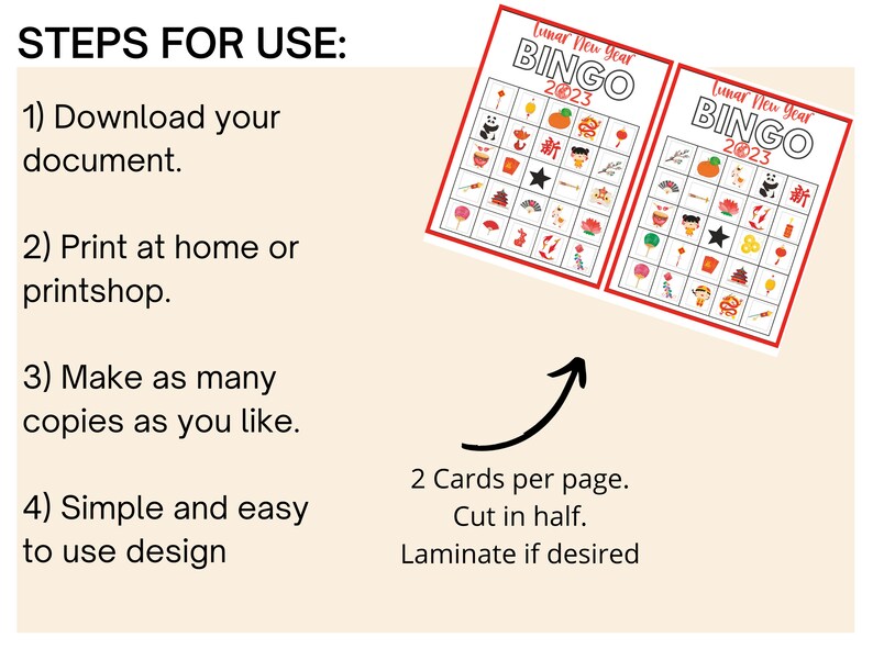 Lunar New Year BINGO Game for Kids and Adults Family - Etsy