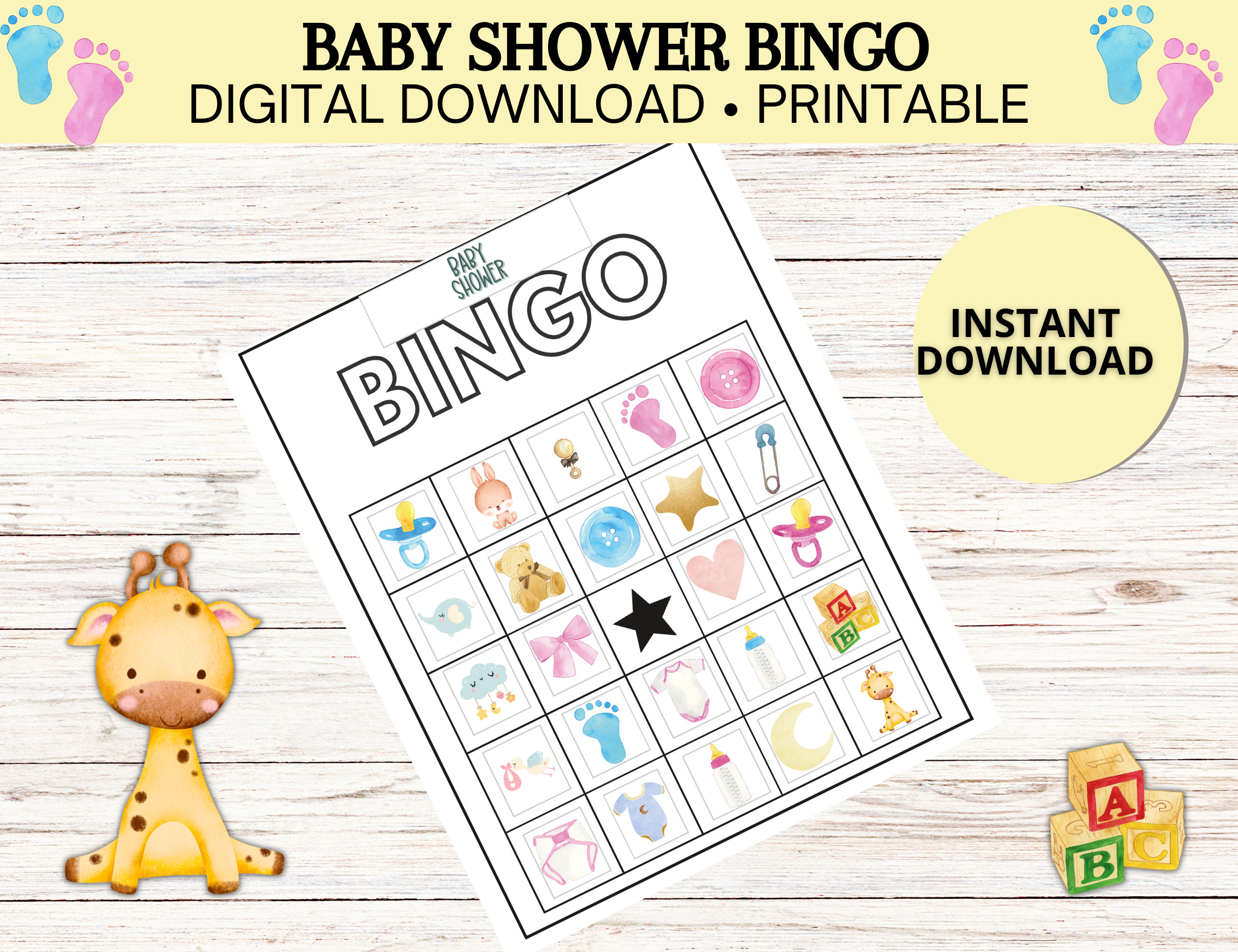Baby Shower Bingo Printable Baby Bingo Game Virtual Baby Shower ...