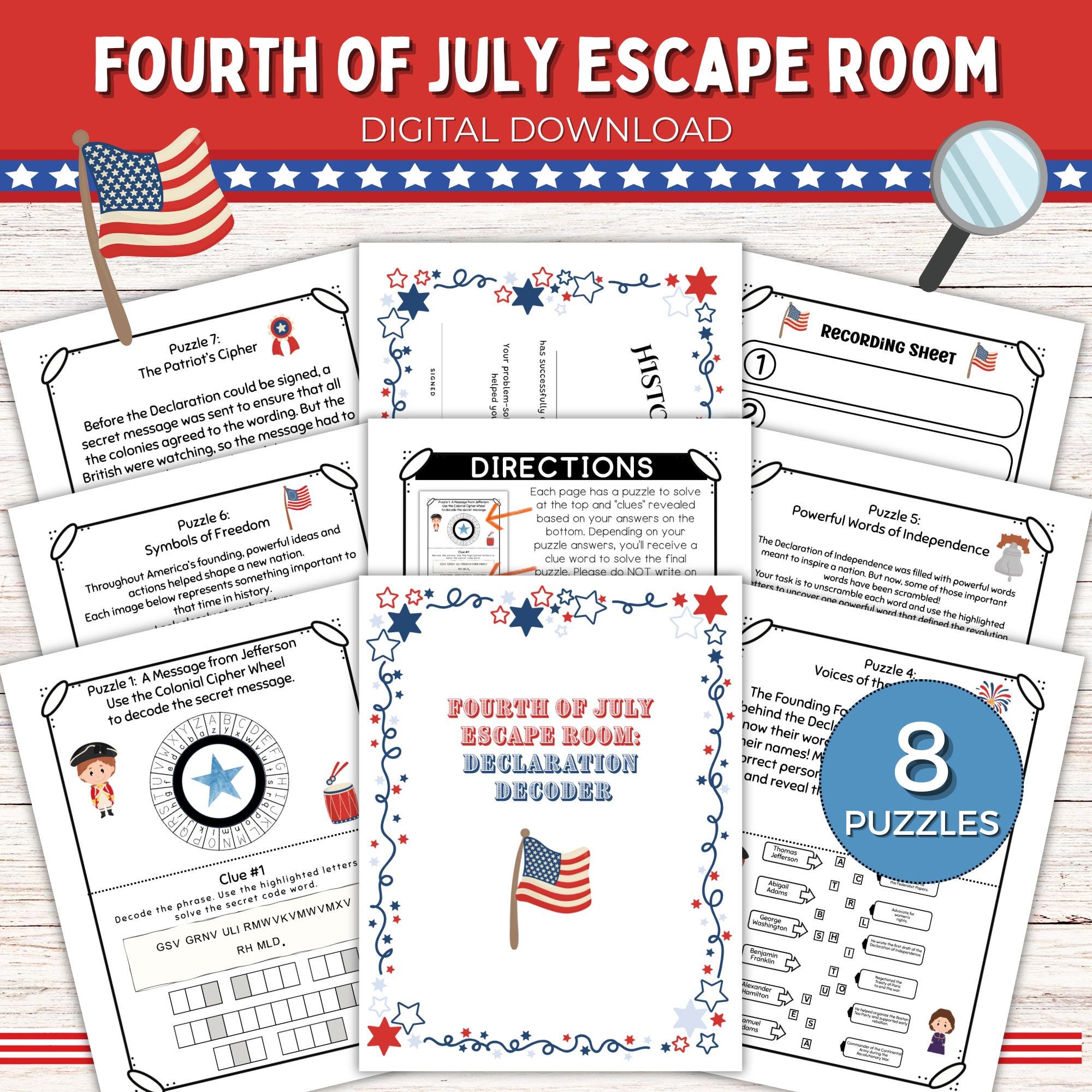 Declaration Decoder Escape Room | Printable History Game | American ...