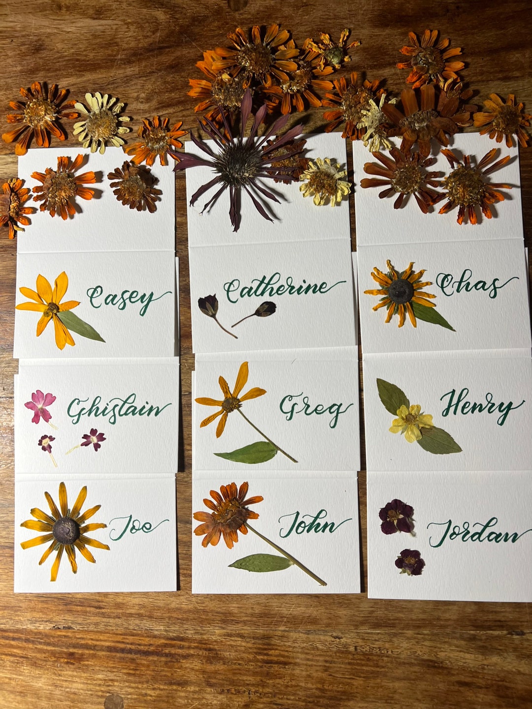 Placecards With Pressed Flower Adornment - Etsy