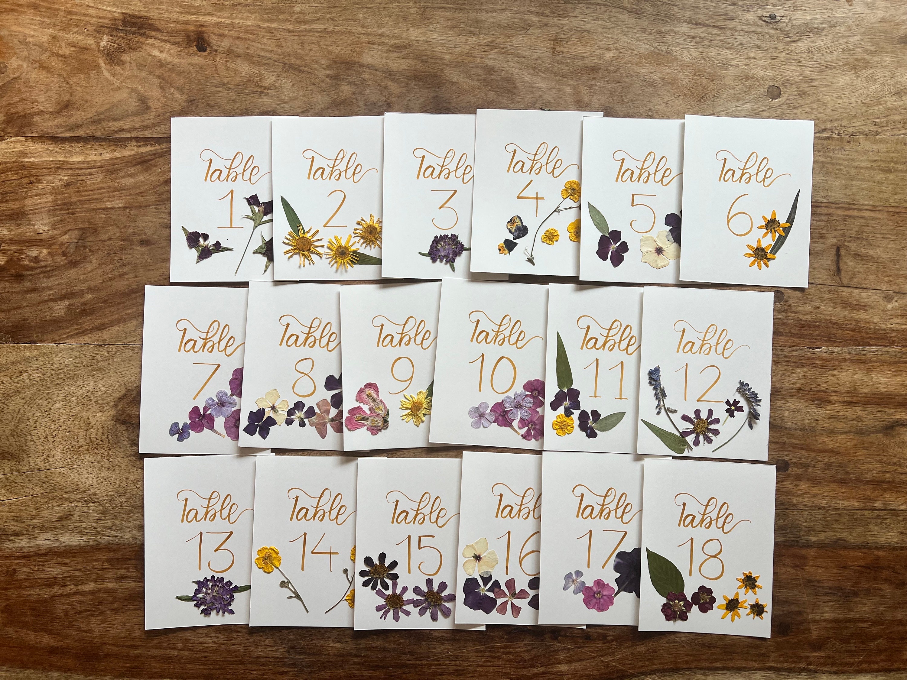 Pressed Flower Table Numbers - Etsy