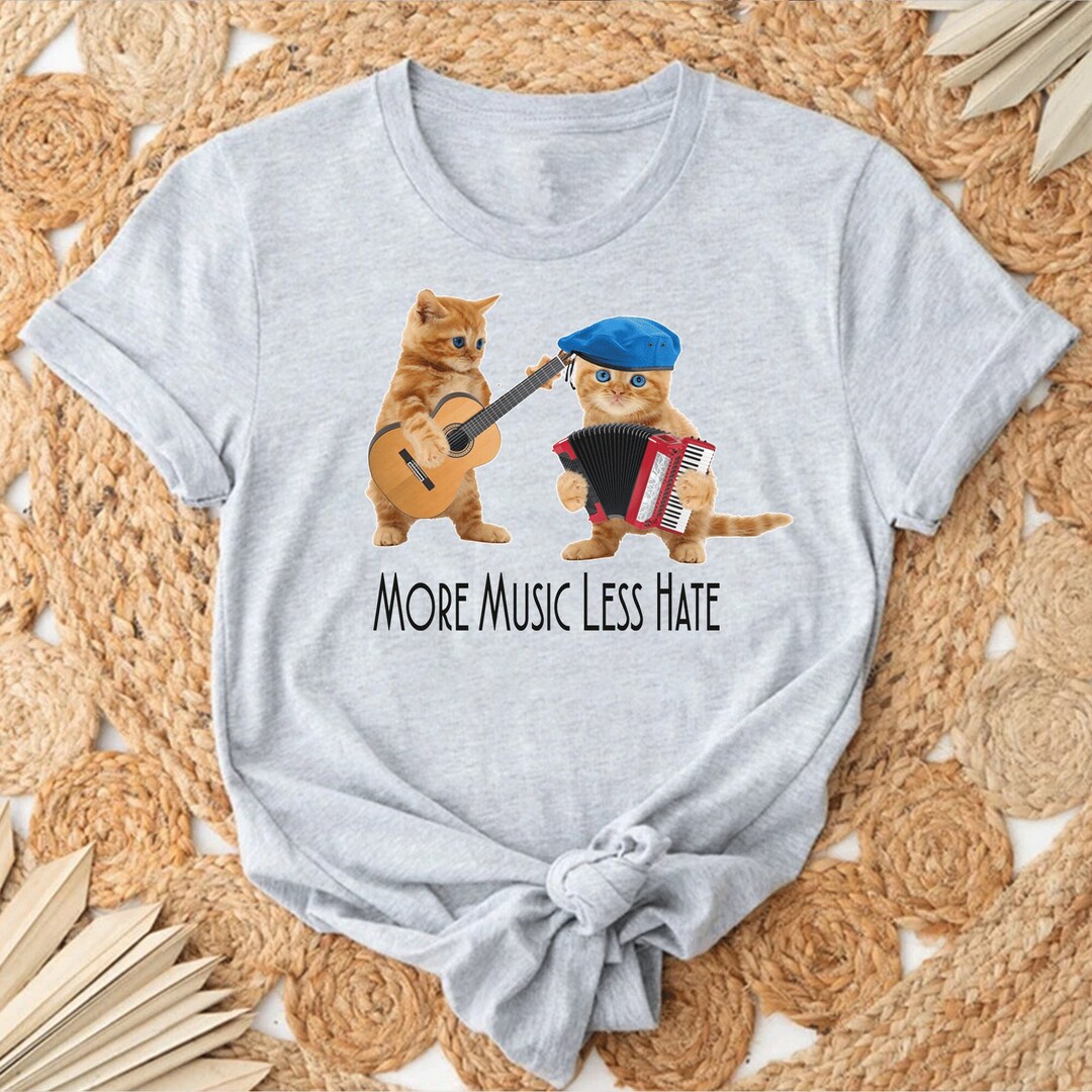 More Music Less Hate... Funny Screen Printed Short Sleeve T-shirt ...
