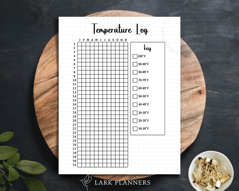 Temperature Log Printable Journal Page, Weather Tracker, Bullet Journal ...