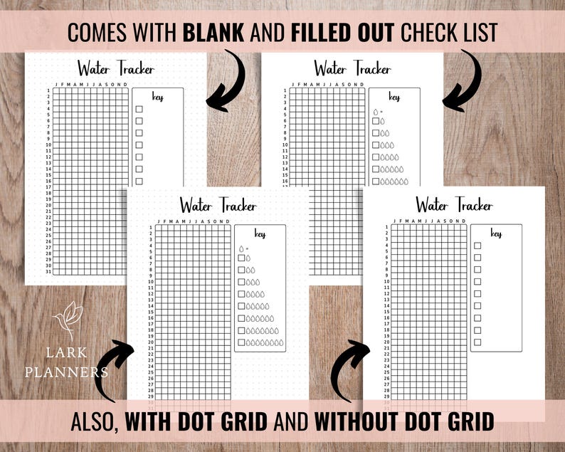 Water Tracker Monthly Printable Journal Page, Daily Tracker, Bullet ...