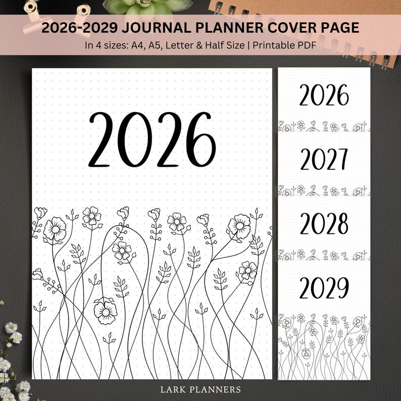 2026 Journal Cover Page, Printable 2026 Title Page, 2026 Planner Cover ...