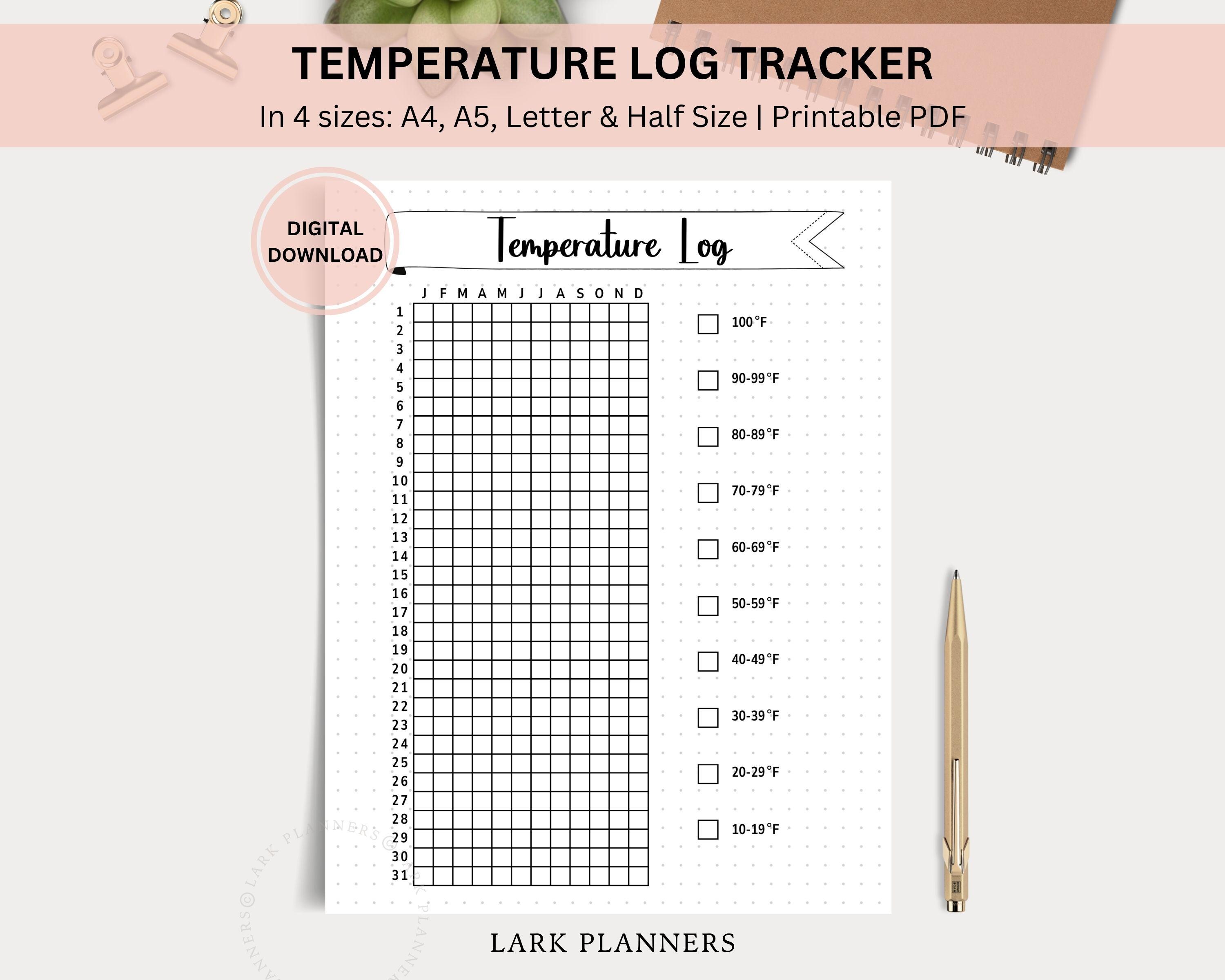 Temperature Log Printable Journal Page, Weather Tracker, Bullet Journal ...