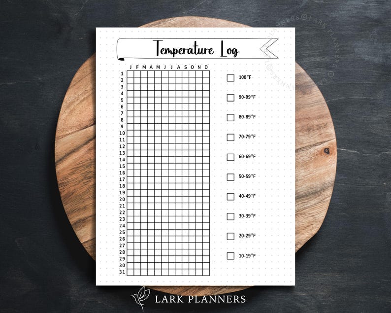 Temperature Log Printable Journal Page, Weather Tracker, Bullet Journal ...