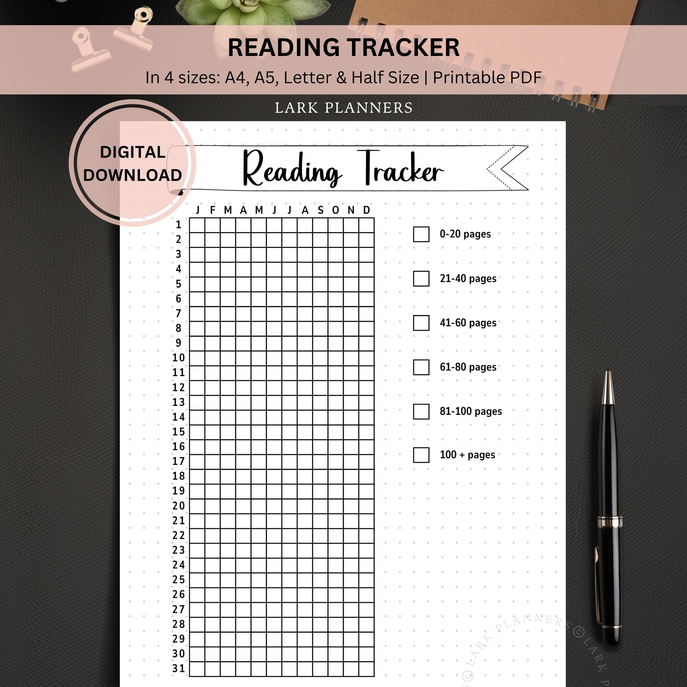 Reading Tracker, Daily Habit Tracker, Printable Journal Page, Reading ...