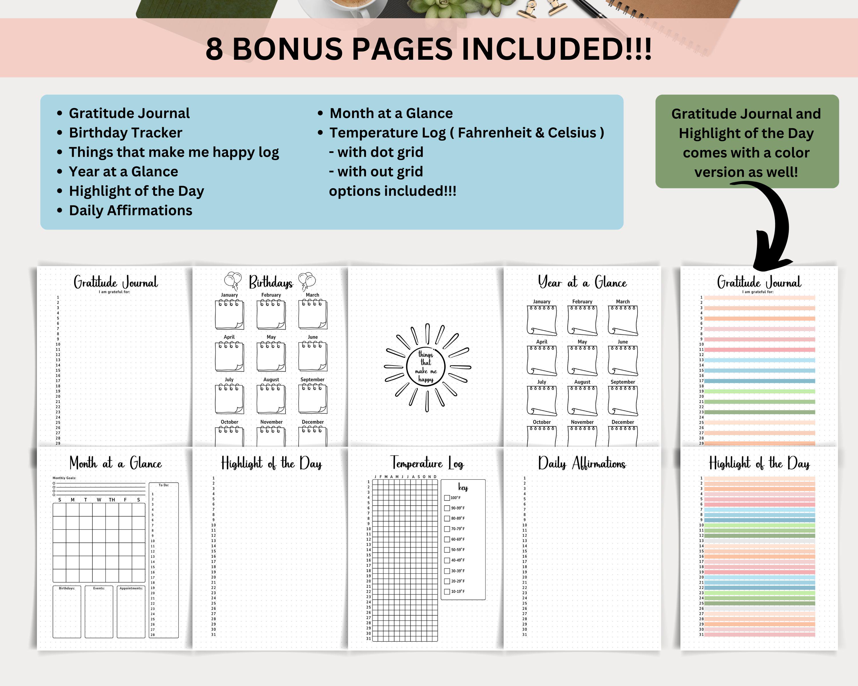 Planificador imprimible de diario 2025, páginas de bullet journal ...
