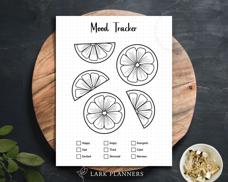 Lemon Fruit Mood Tracker, Printable Journal Page, Feelings Tracker ...