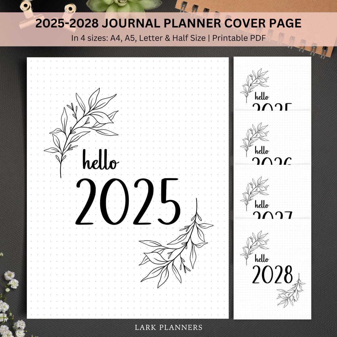 2025 Journal Cover Page, Printable 2025 Title Page, 2025 Planner Cover ...
