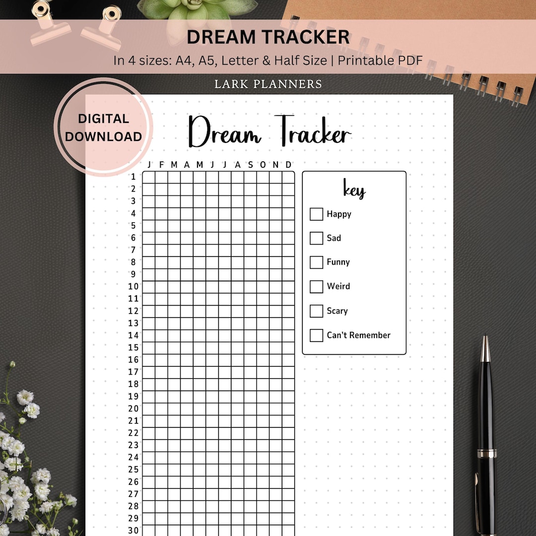 Dream Tracker Printable Bullet Journal Page, Dream Log, Sleep Tracker ...