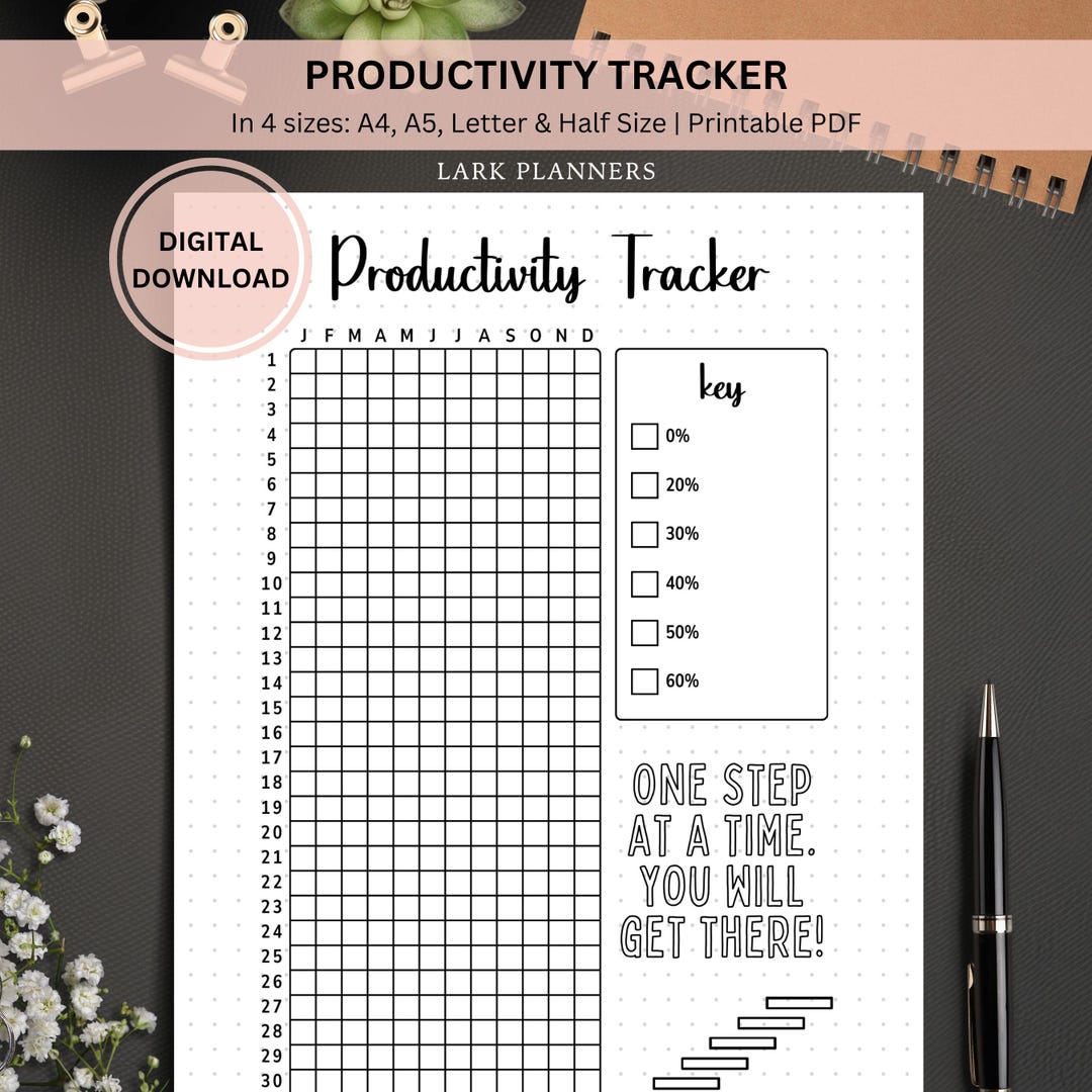 Productivity Tracker Printable Journal Page, Goal Tracker, Productivity ...