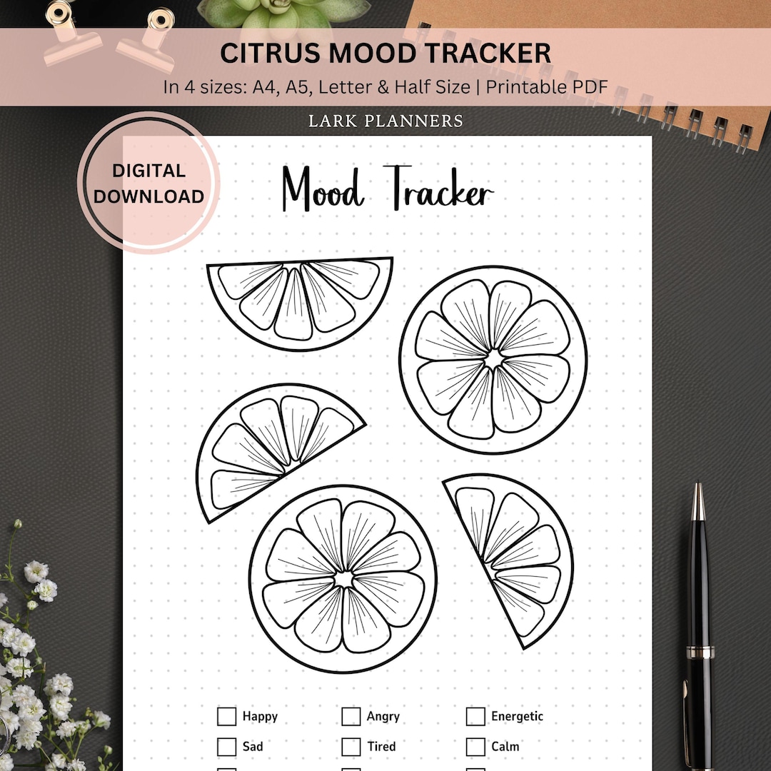 Lemon Fruit Mood Tracker, Printable Journal Page, Feelings Tracker ...
