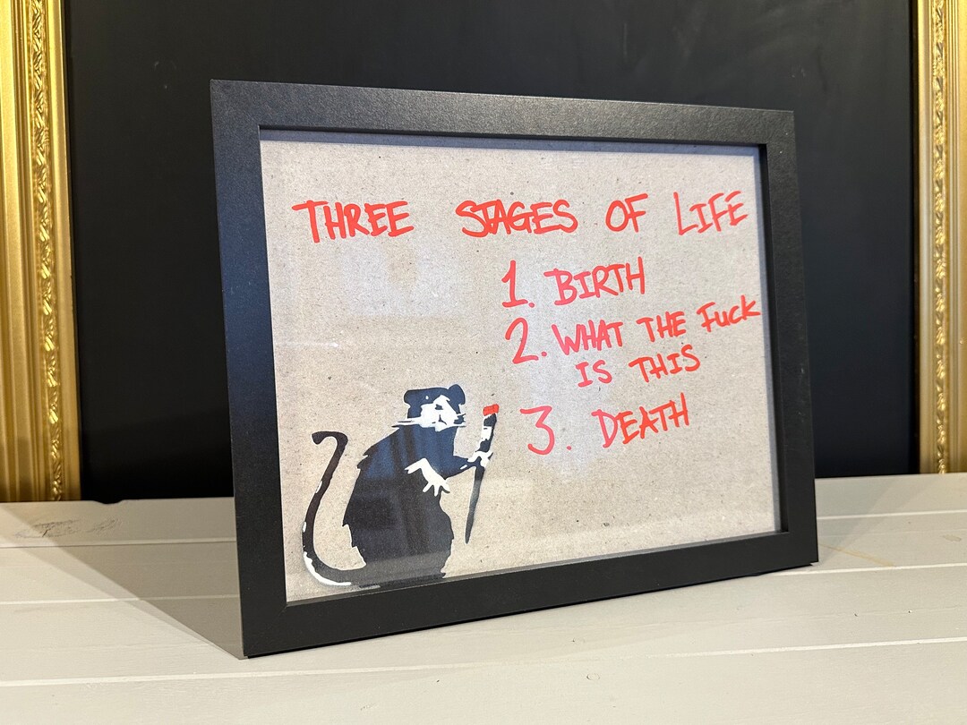 Frame of Banksy Painter Rat Print - "three Stages of Life" - Etsy