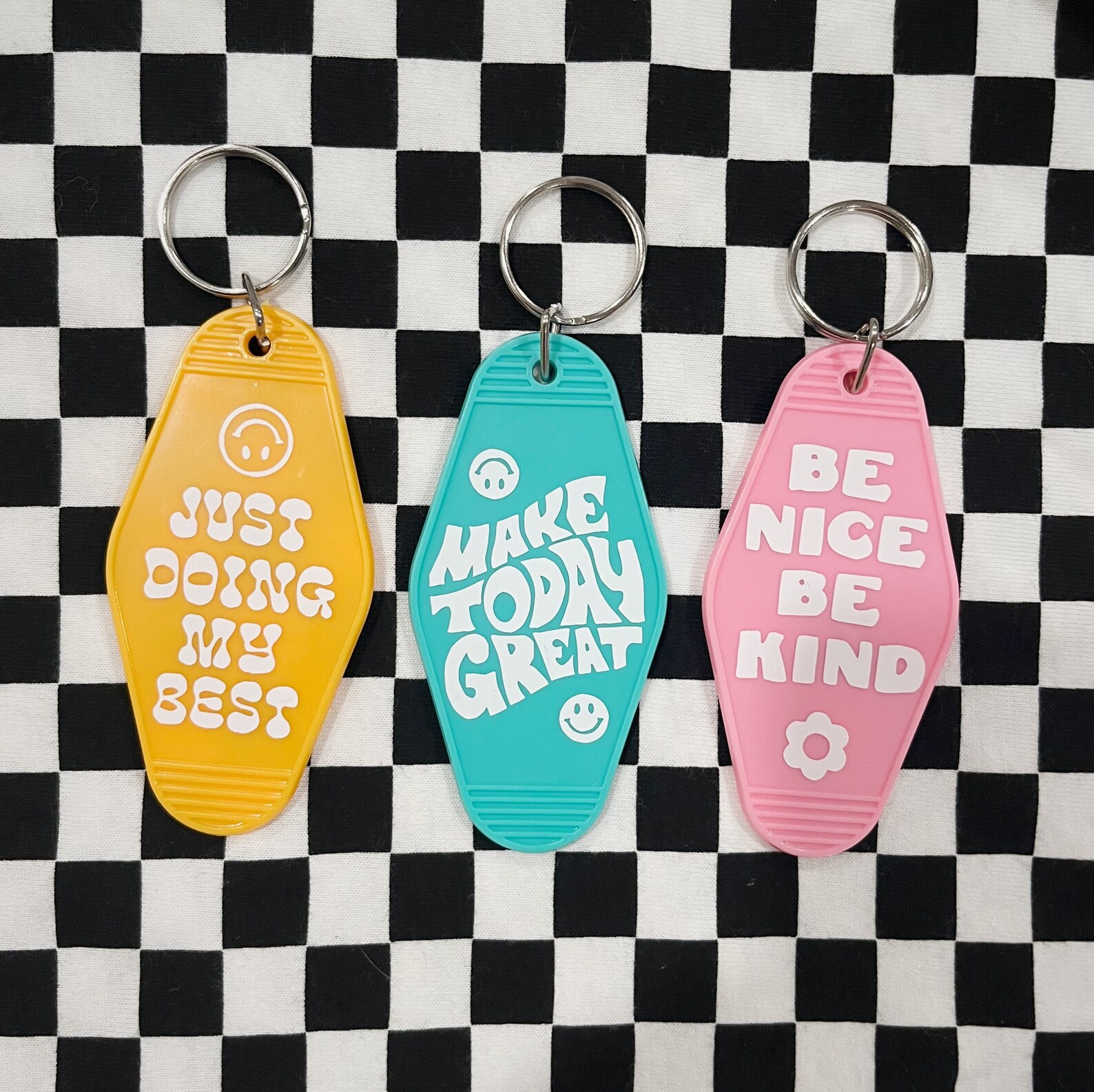 Motivational Cute Hotel Keychain Happy Cute Keychain Design Choose Your ...