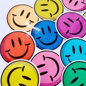 Fun Color Smiley Sticker | Waterproof Stickers | Happy Face Stickers ...