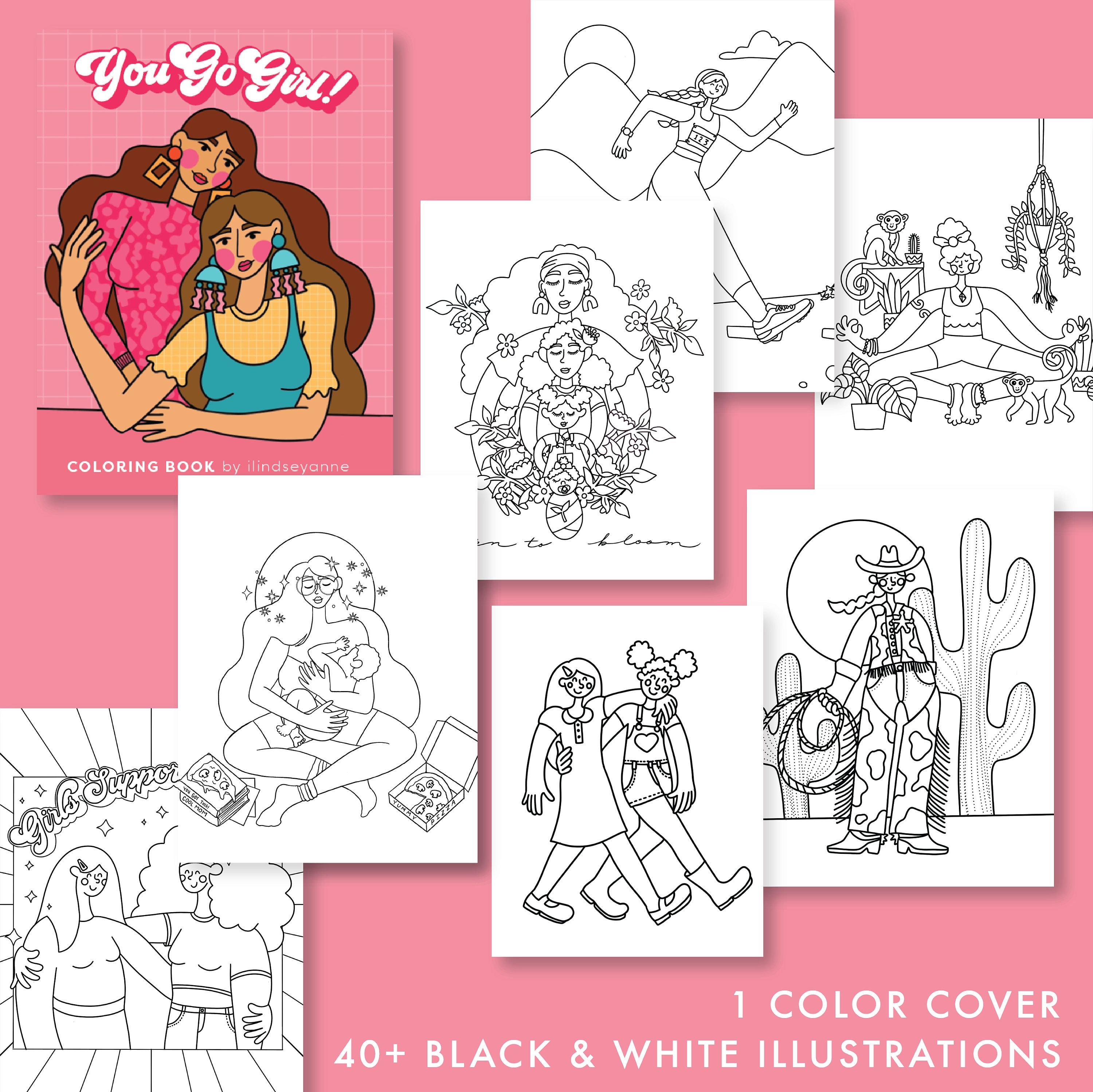 Digital Download You Go Girl Coloring Book Digital Coloring Book