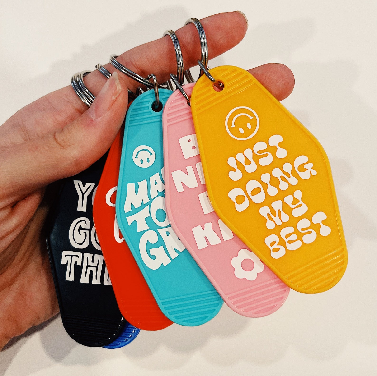 Motivational Cute Hotel Keychain Happy Cute Keychain Design Choose Your ...