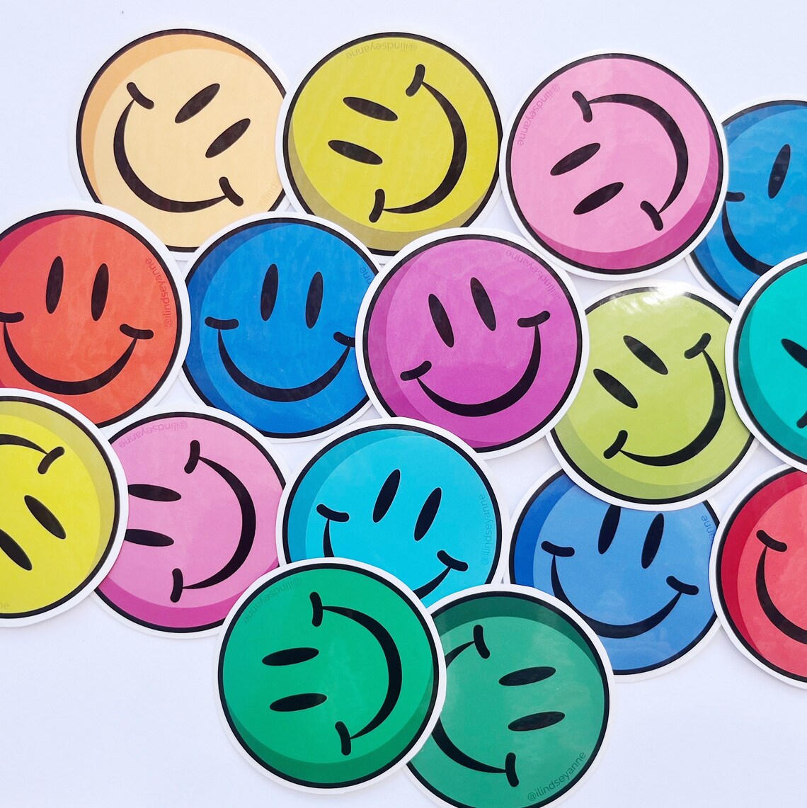 Fun Color Smiley Sticker Waterproof Stickers Happy Face - Etsy