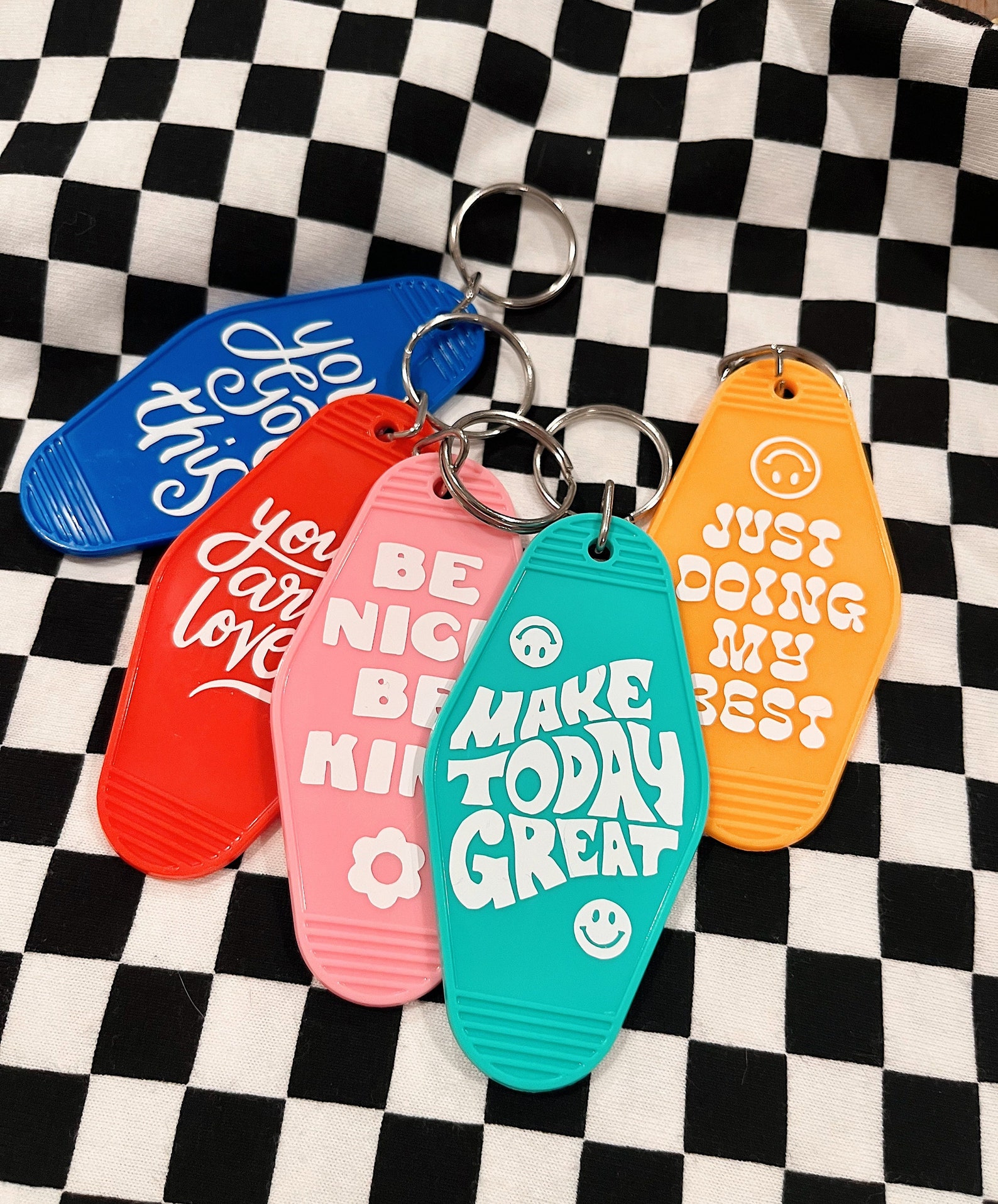 Motivational Cute Hotel Keychain Happy Cute Keychain Design Choose Your ...