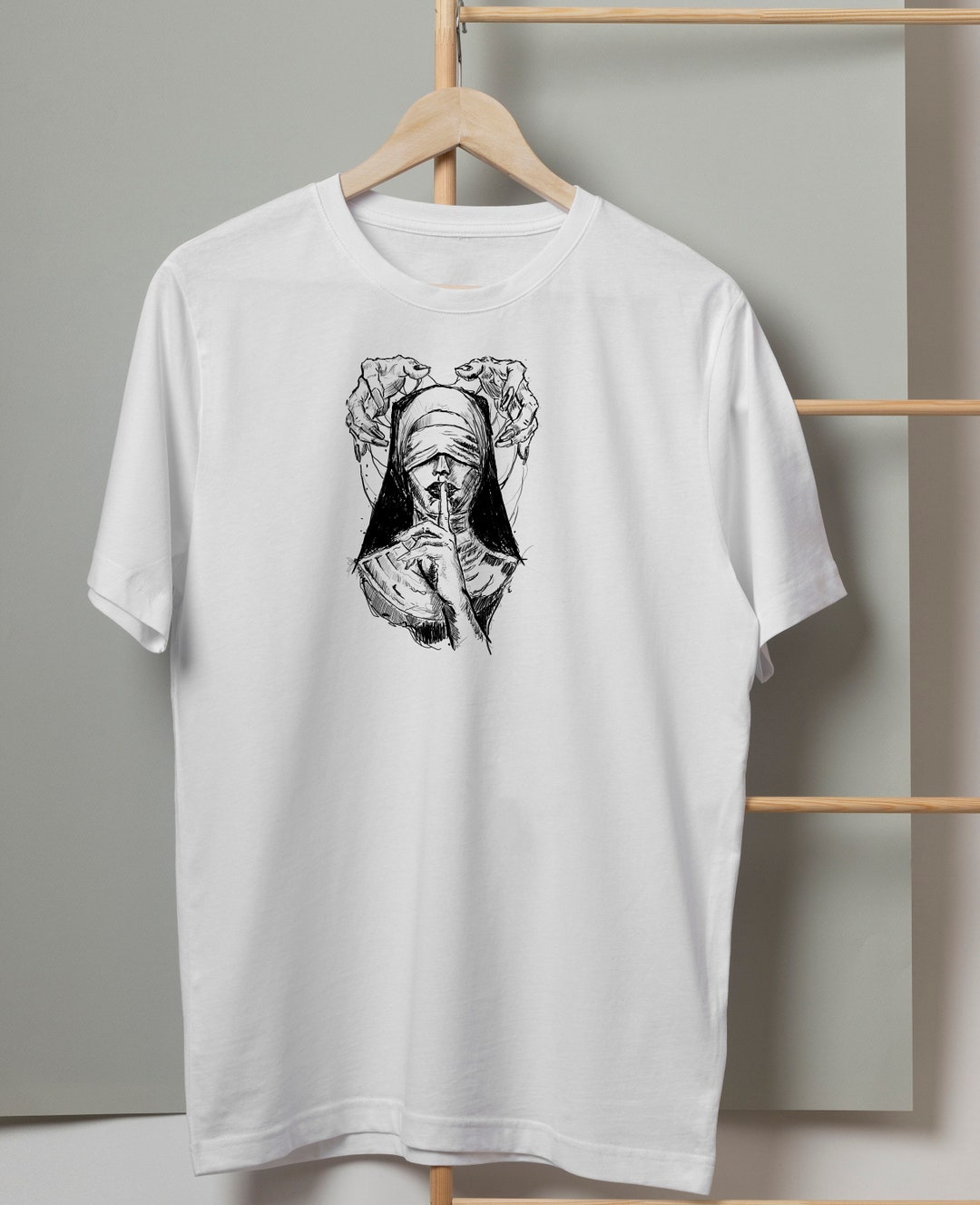 Nun T-shirt | Holy Nun Shirt | Handdrawn Christian Nun Tee | Monastery ...