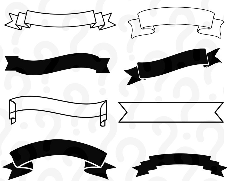 Ribbon Banner Svg Bundle, Ribbon Clipart, Ribbon Svg, Banner Outline ...