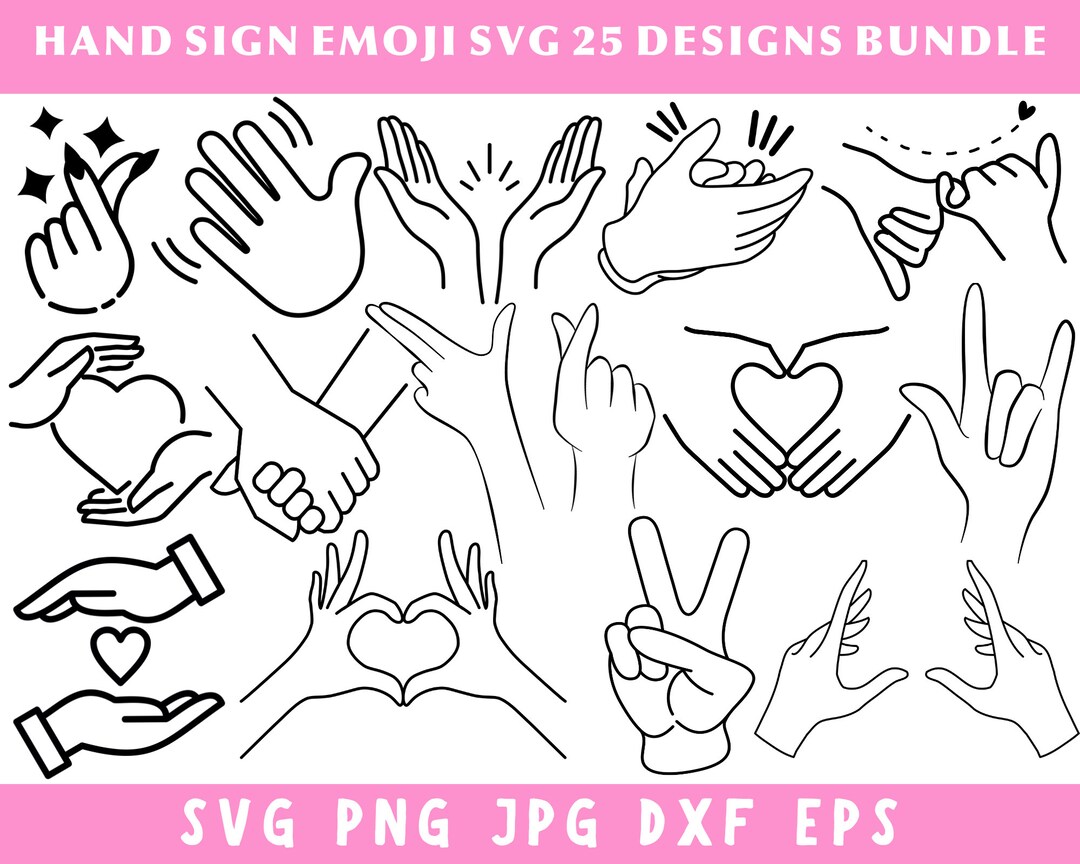 Hands Emoji Sign Svg Bundle, Emoji Day Svg Png, Human Hands Emoji Sign ...