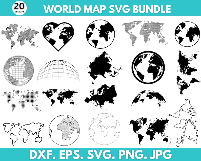 World Map Svg Bundle, World Map Png, World Map Silhouette, World Map ...
