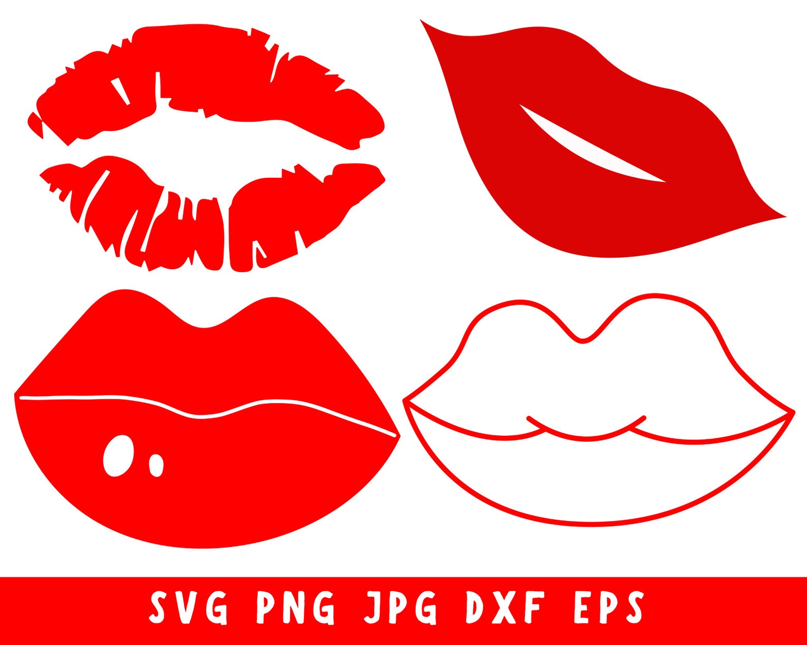Lips Svg Bundle, Red Lips Svg, Kiss Svg, Kiss Designs, Red Lips Clipart ...