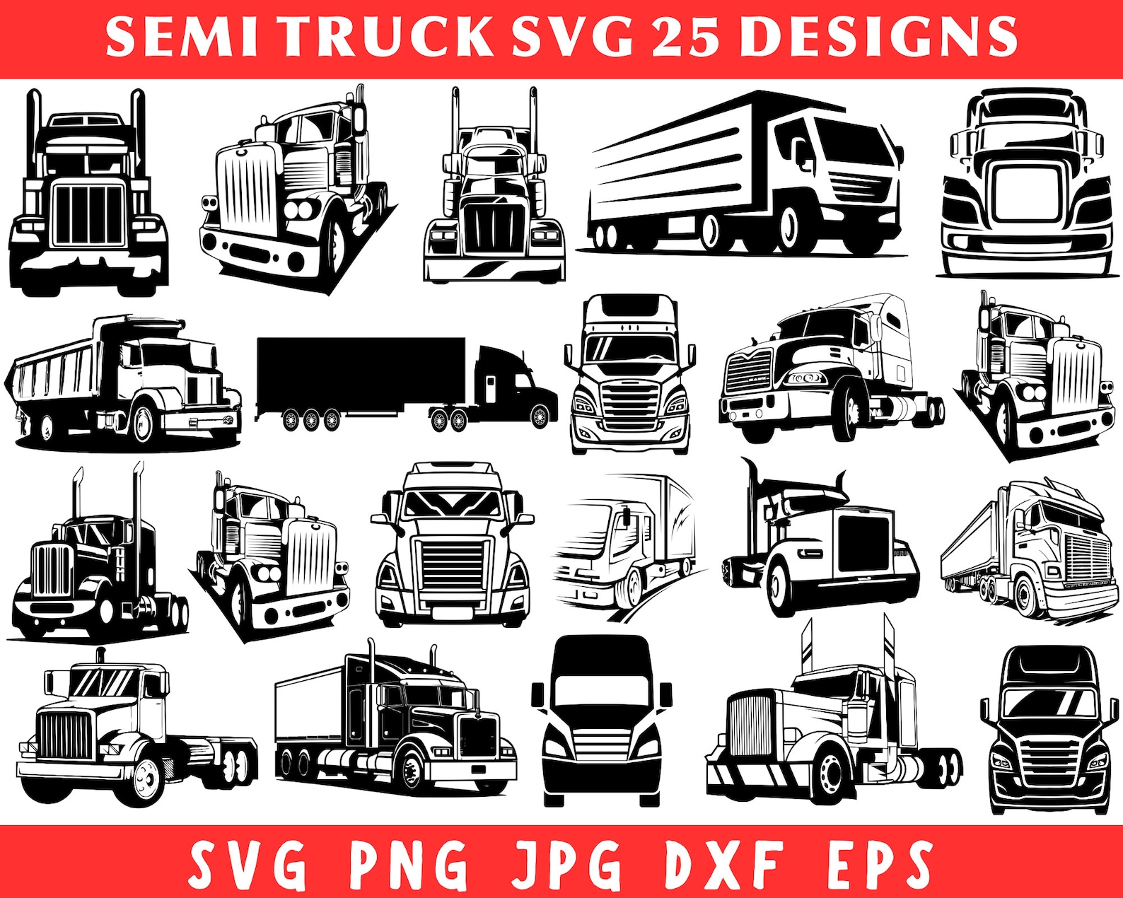 Semi Truck Svg Bundle, Semi Truck Clipart, Semi Truck Png, Svg Files ...