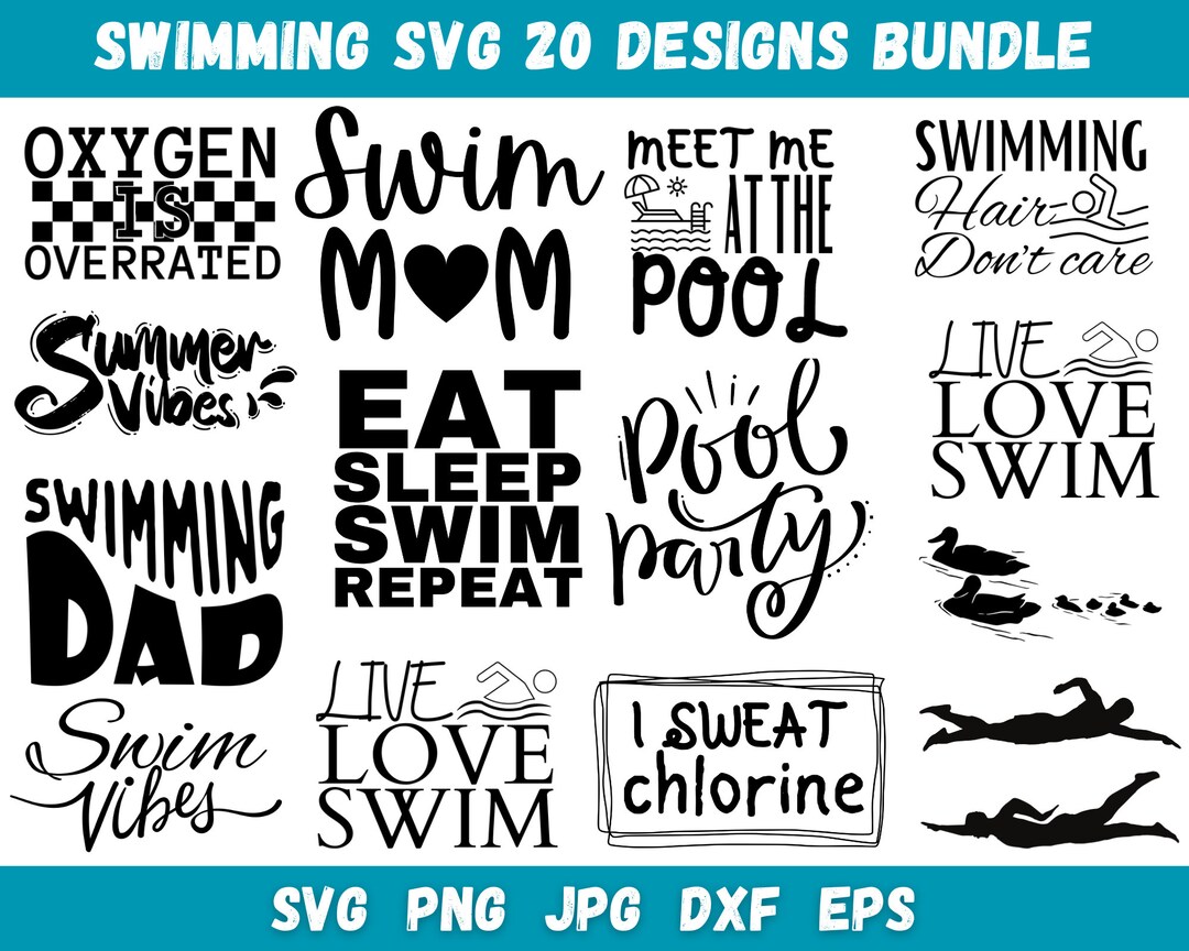 Swimming Svg Bundle, Swimmer Svg, Svg Files for Cricut, Swimming Quotes ...