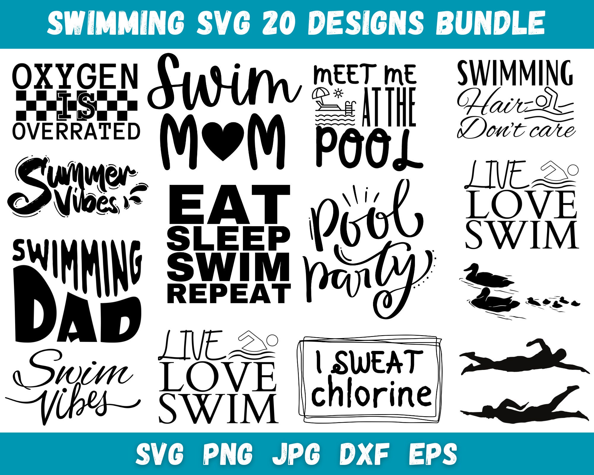 Swimming Svg Bundle, Swimmer Svg, Svg Files for Cricut, Swimming Quotes ...