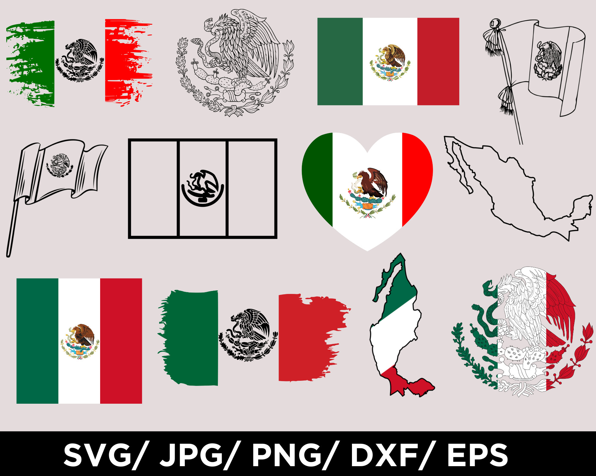 Mexican Flag Svg Bundle, Mexico Flag Svg, Mexican Eagle Svg, Svg Files ...
