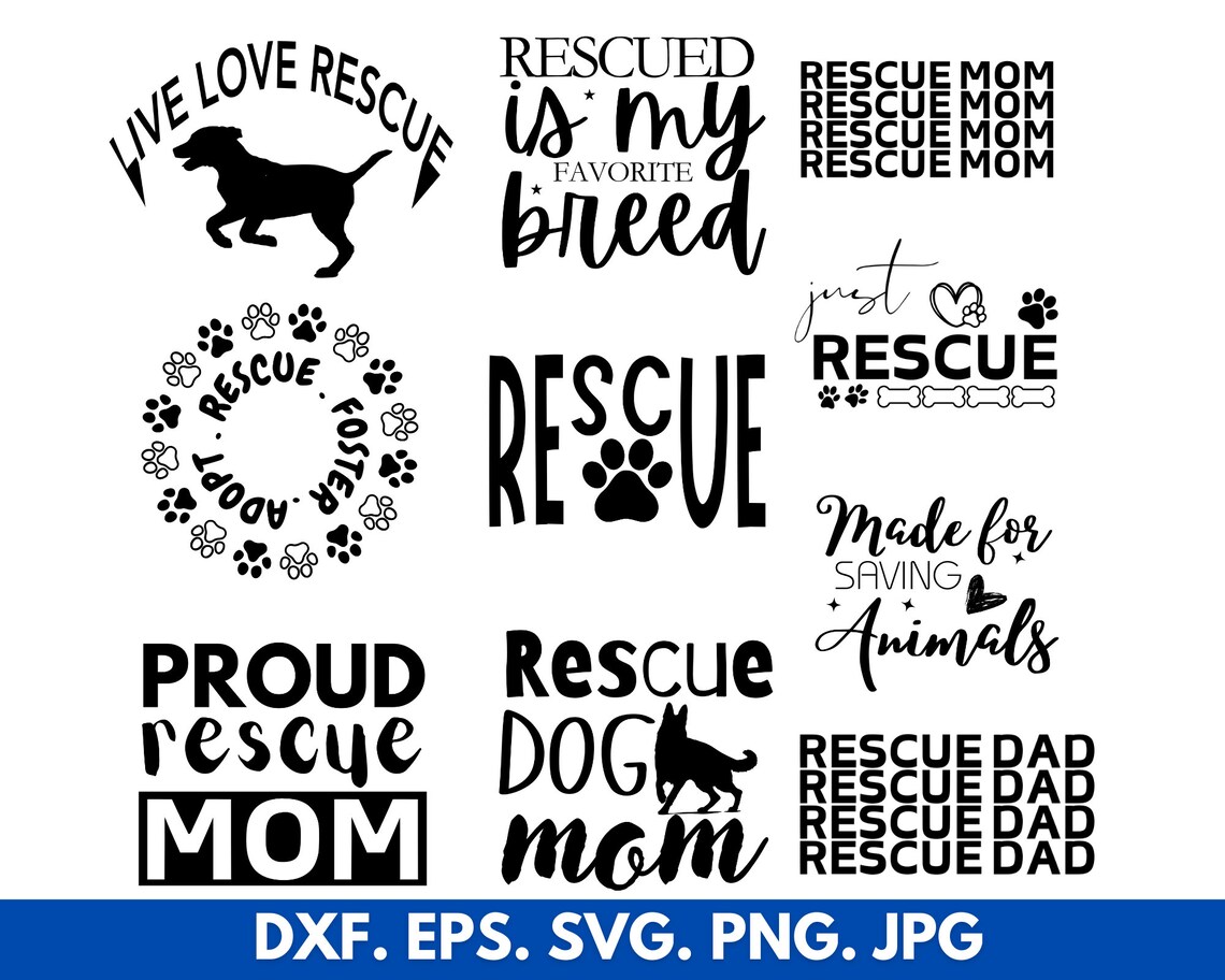 18+ Rescue Dog Svg Bundle, Dog Lover Svg, Dog Mama Svg, Silhouette, Svg ...