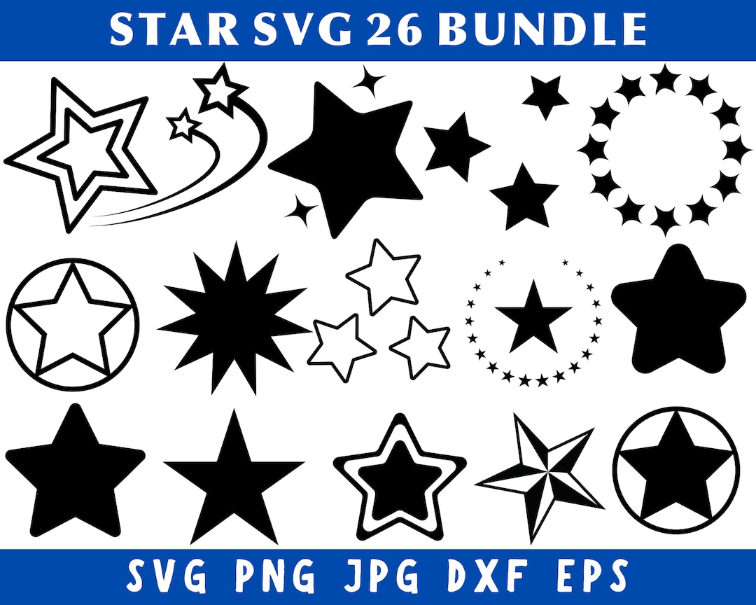 Star Svg Bundle, Star Clipart, Star Vector Files, Stars Dxf, Svg Files ...