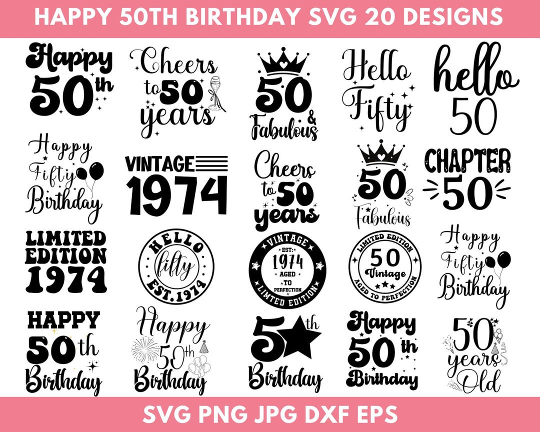 50th Birthday Svg Bundle, 50 and Fabulous Svg, Birthday Svg Bundle ...
