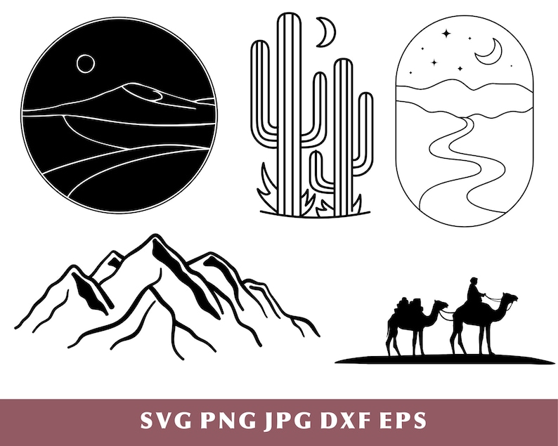 Desert Landscape Svg, Mountain Scene Svg, Svg Files for Cricut, Desert ...