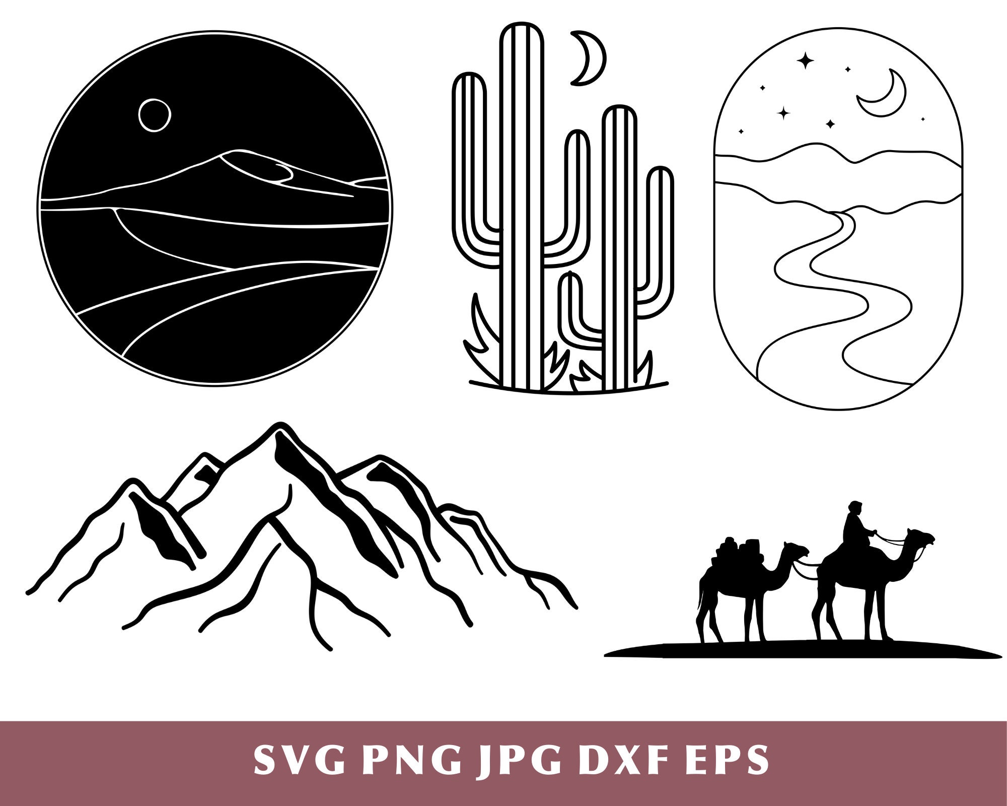 Desert Landscape Svg, Mountain Scene Svg, Svg Files for Cricut, Desert ...