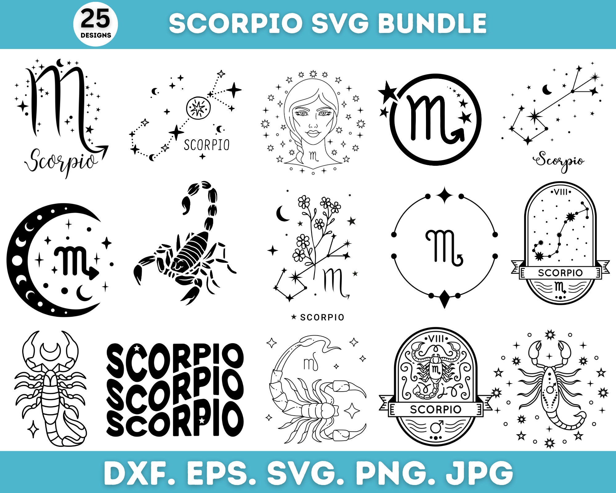 Scorpio Svg Bundle, Zodiac Svg, Scorpio Png Bundle, Svg for Shirts ...