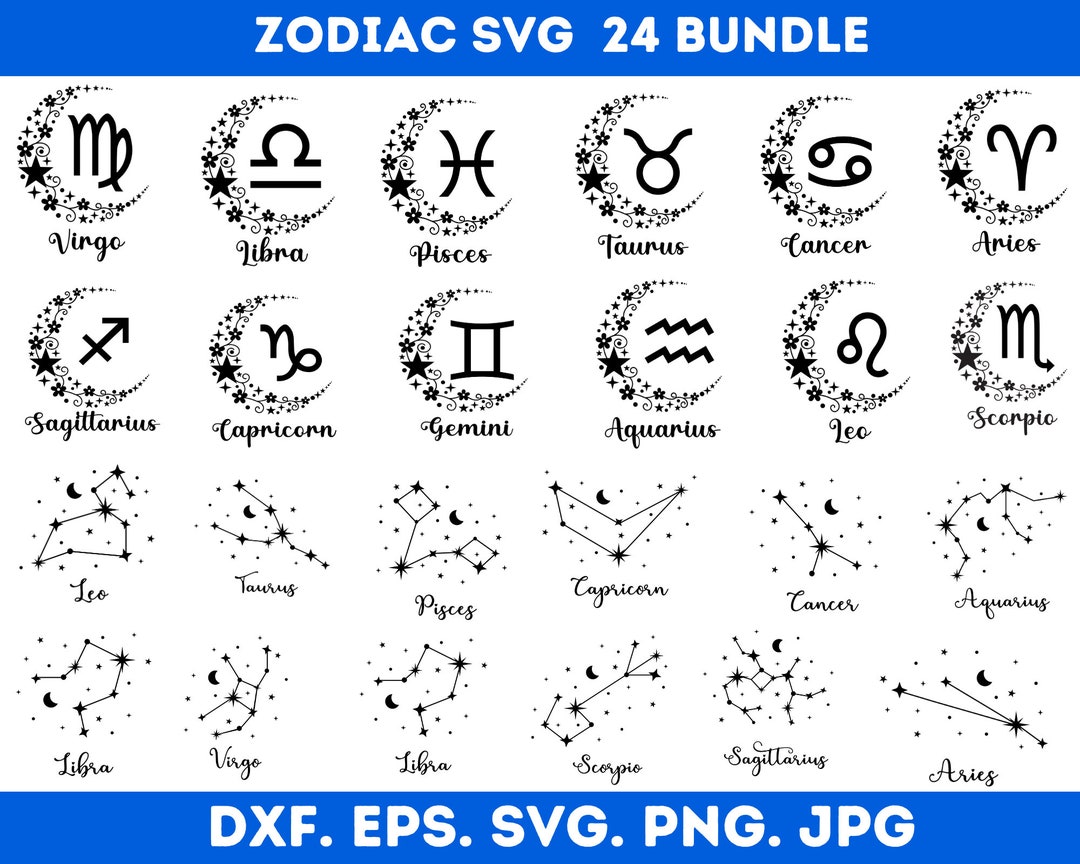 Zodiac Signs Svg Bundle, Zodiac Svg, Zodiac Clipart, Svg Files for ...