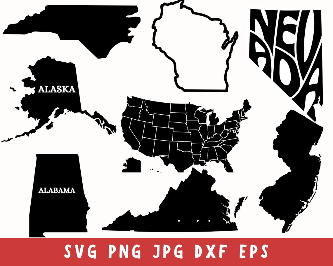 Usa States Svg Bundle States Svg Png 4th of July Svg Usa - Etsy