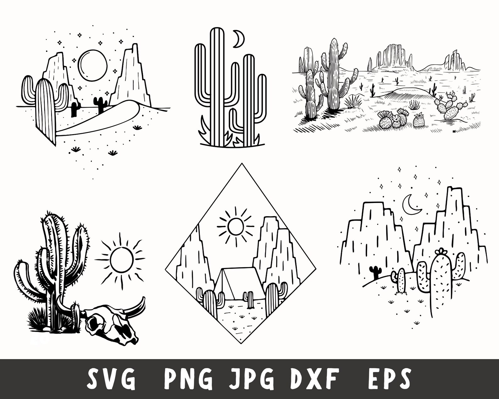 Desert Scene Svg, Desert Svg, Desert Scene Png, Succulent Svg, Desert ...