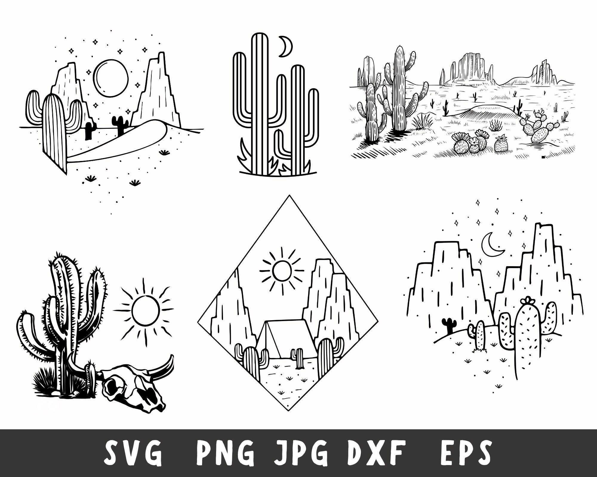 Desert Scene Svg, Desert Svg, Desert Scene Png, Succulent Svg, Desert ...