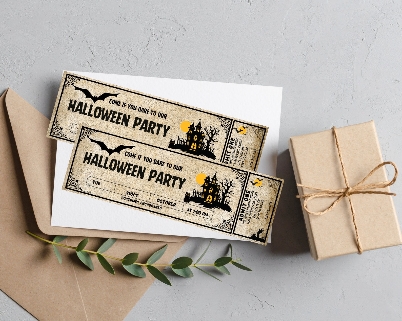 Editable Halloween Ticket Invitation Halloween Invitations - Etsy