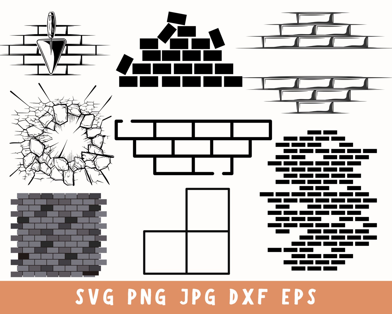 Brick Wall Svg Bundle,bricks Pattern Svg Png, Brick Wall Png, Bricks ...