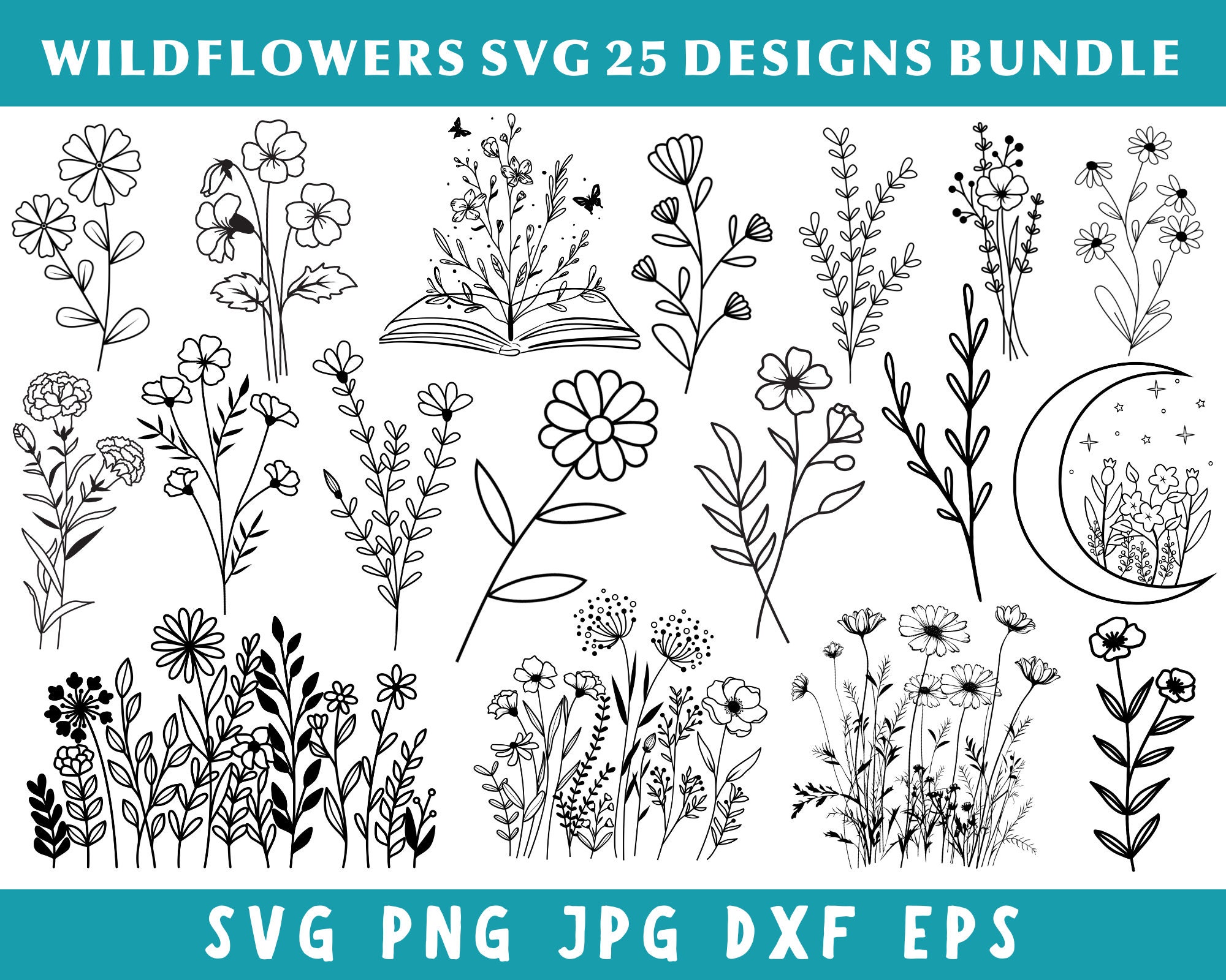 Wildflower Svg Bundle, Wildflowers Svg, Wild Flower Svg, Flower Svg ...