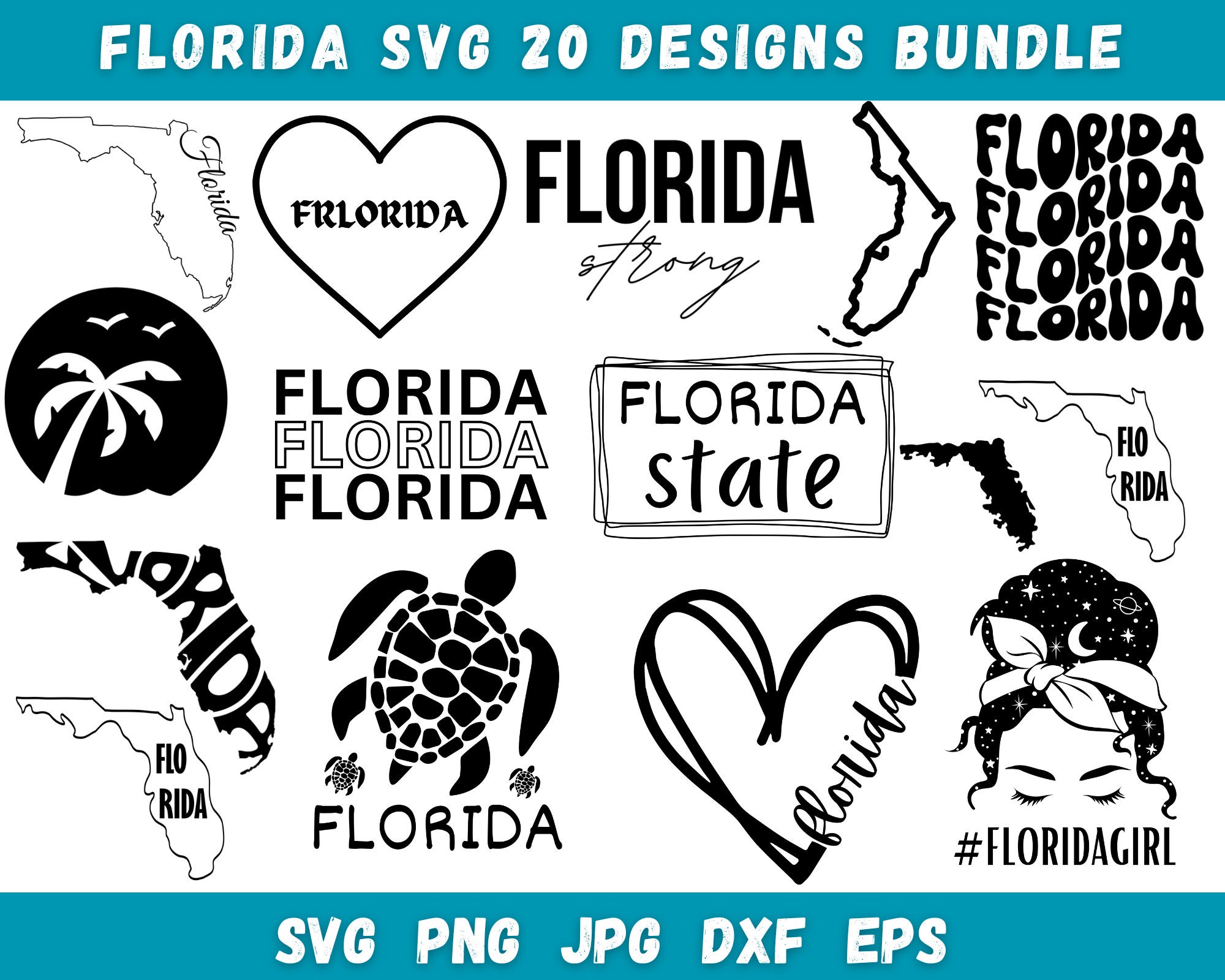 Florida State Svg Bundle, Florida State Png, Florida Clipart, Florida ...