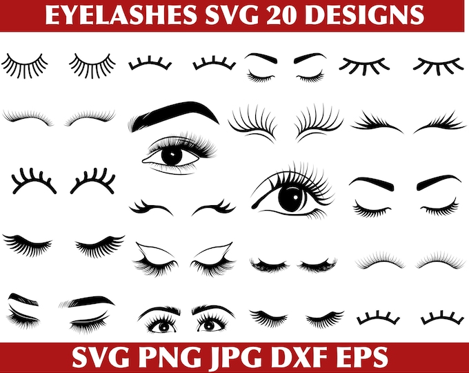 Eyelashes Svg Bundle, Eyelashes Svg, Eyebrows Svg, Lashes Svg, Lash ...