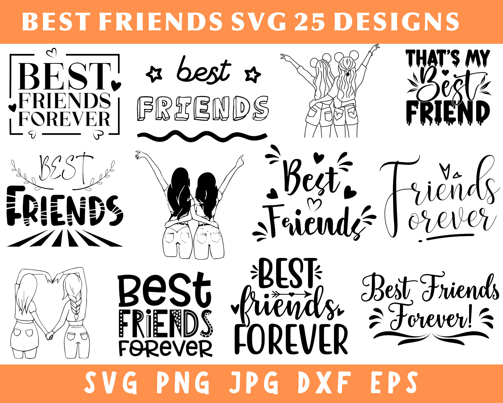 25 Best Friends Svg Bundle, Best Friends Png, Best Friends Clipart ...